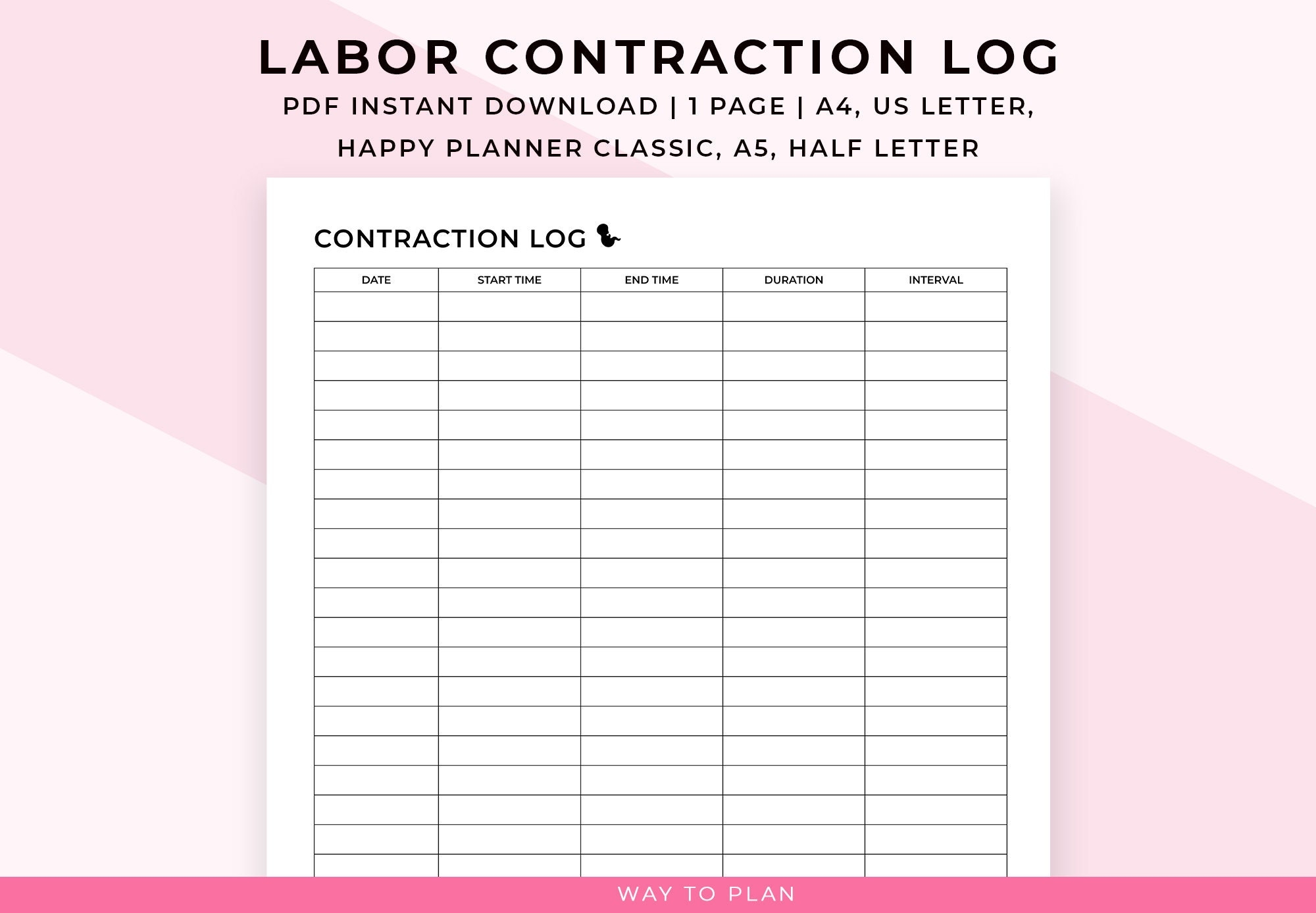 Printable Labor Contraction Chart - Free Printable Charts
